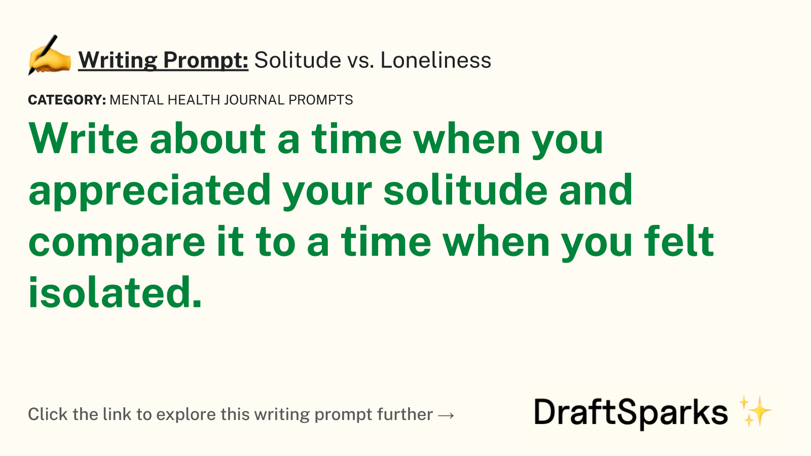 Writing Prompt: Solitude vs. Loneliness • DraftSparks